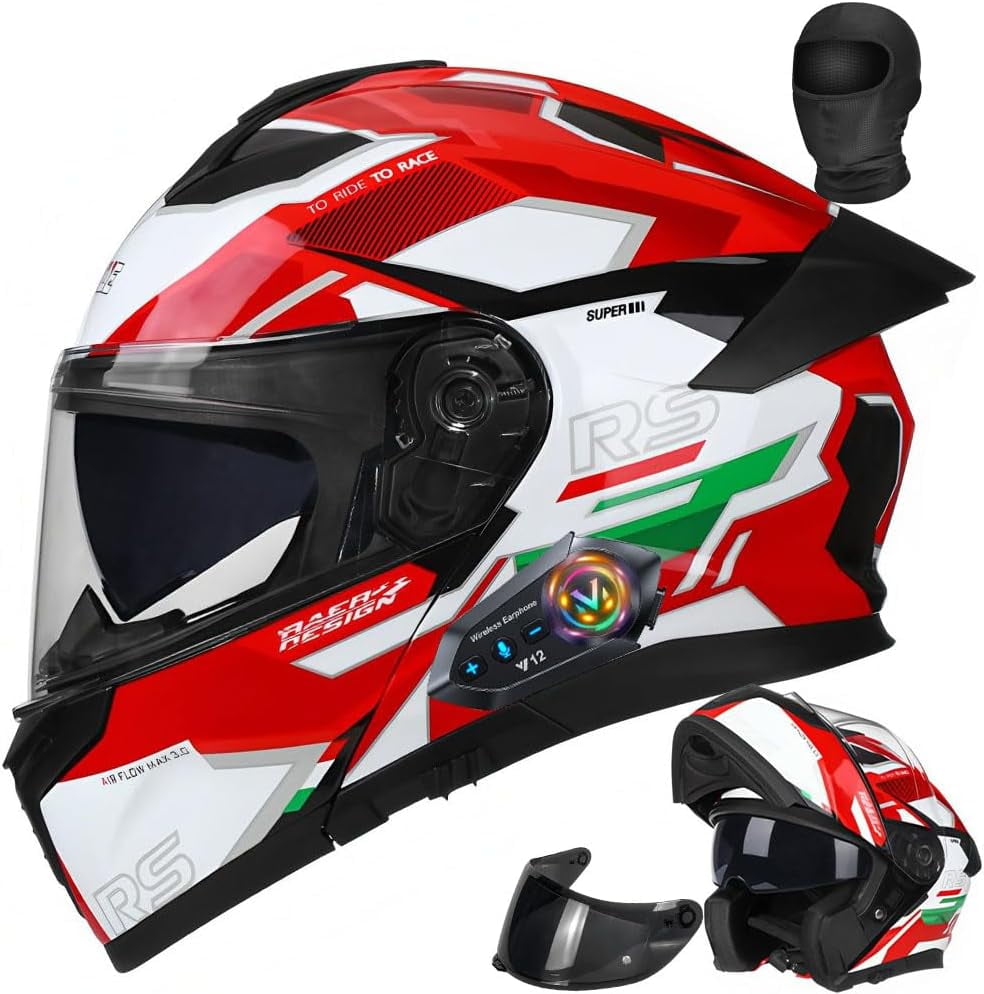 Bluetooth Modular Motorcycle Helmet Full Face ECE 22.06 Approved with ...