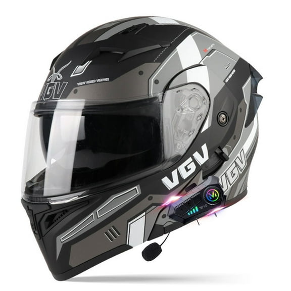 Bluetooth Motorcycle Helmet Flip Up Front Full Face DOT Approved Built ...