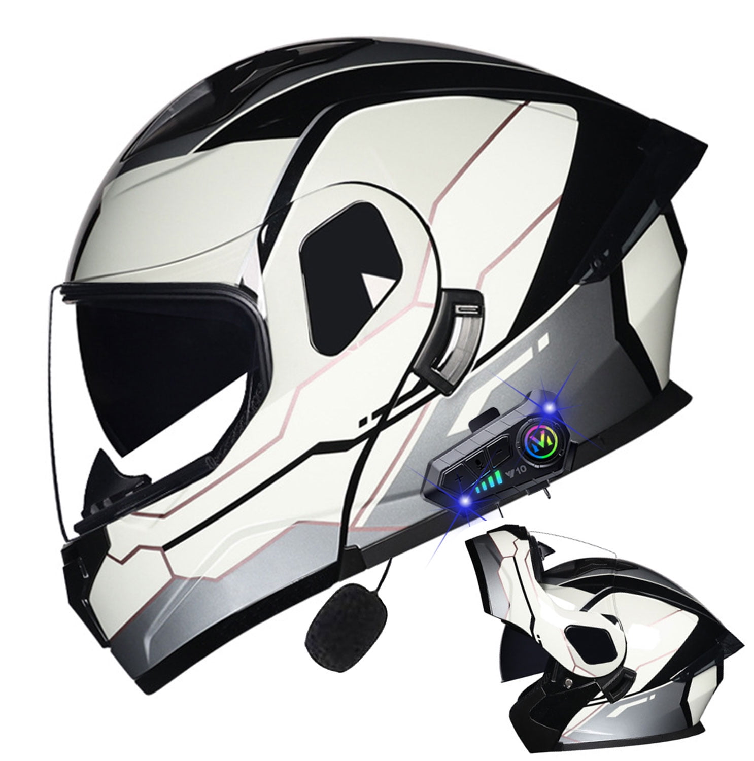 Bluetooth Modular Motorcycle Helmets DOT Approved Moto Helmet, Full ...