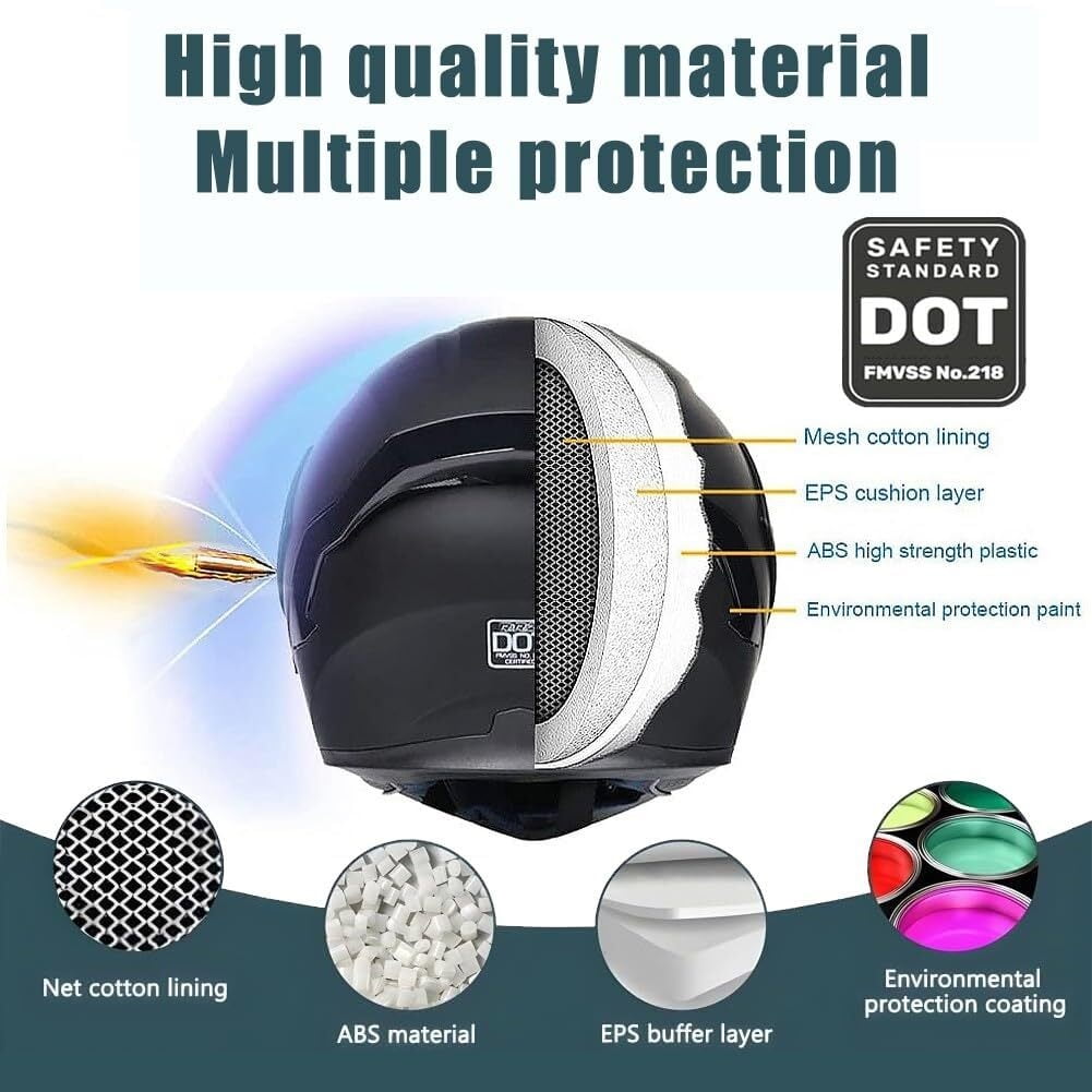 Bluetooth Modular Motorcycle Helmets with Tail Lights, DOT Approved ...