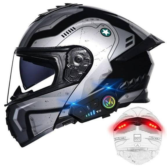 DOT Approved Full Face Flip-Up Modular Motorcycle Helmet with Bluetooth ...