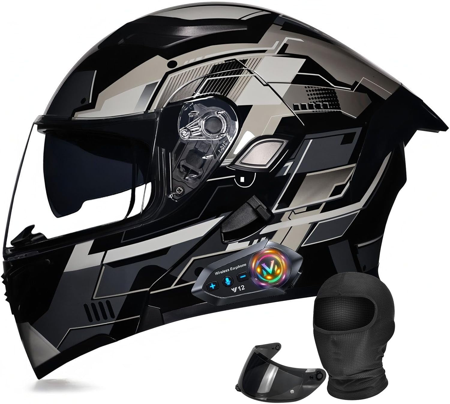 Bluetooth Motorcycle Generic DOT Approved - Modular Dual Visor with ...