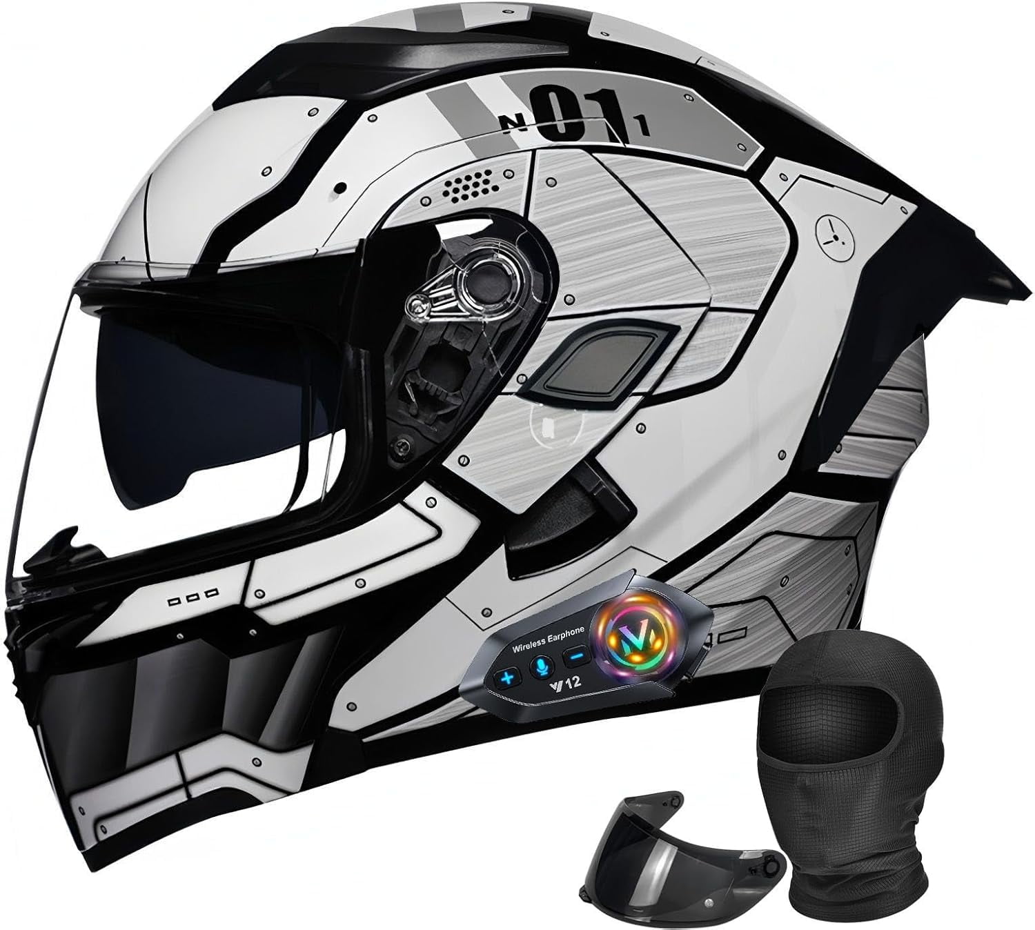 Bluetooth Motorcycle Generic DOT Approved - Modular Dual Visor with ...