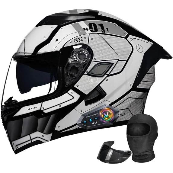 Bluetooth Motorcycle Generic DOT Approved - Modular Dual Visor with ...