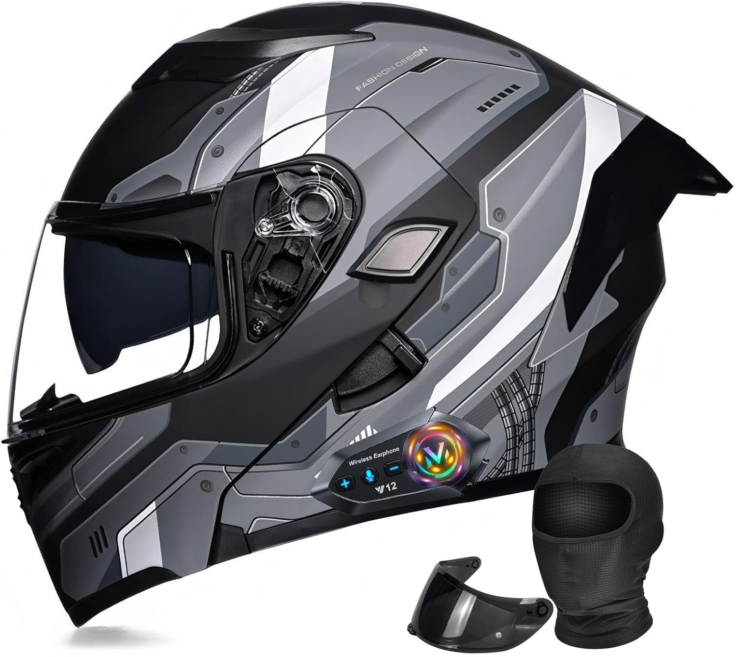 Bluetooth Motorcycle Generic DOT Approved - Modular Dual Visor with ...