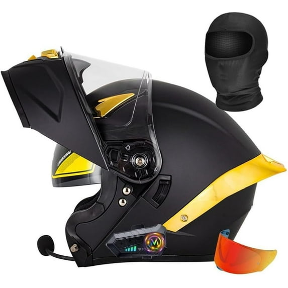 Bluetooth Motorcycle Helmet Flip Up Front Full Face DOT Approved Built ...