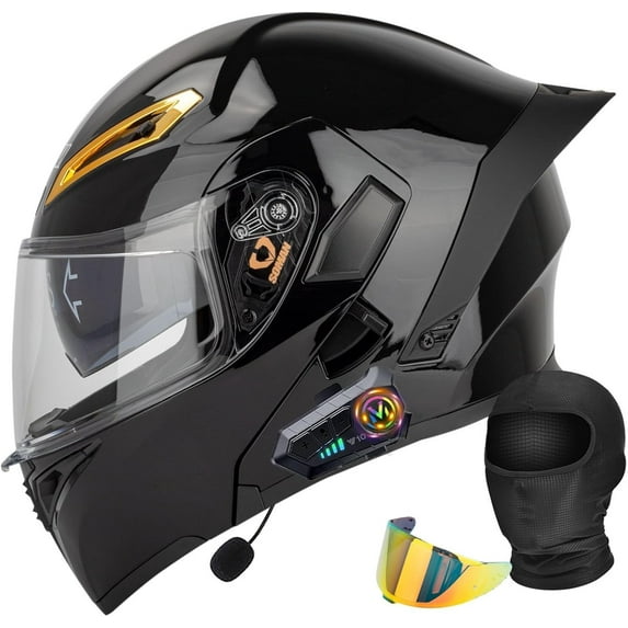 Bluetooth Motorcycle Helmet Flip Up Front Full Face DOT Approved Built ...