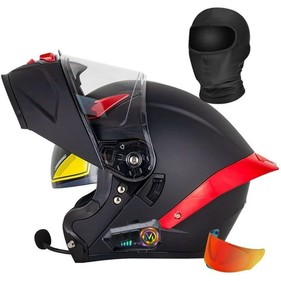 Bluetooth Motorcycle Helmet Flip Up Front Full Face DOT Approved Built ...