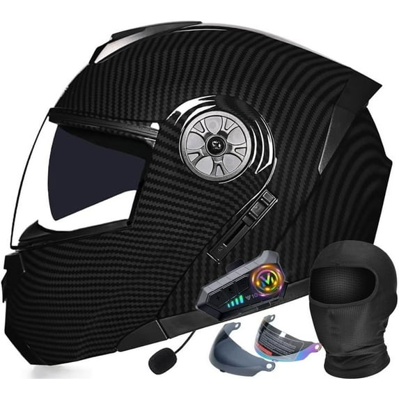 Bluetooth Motorcycle Helmet Flip Up Front Full Face DOT Approved Built ...