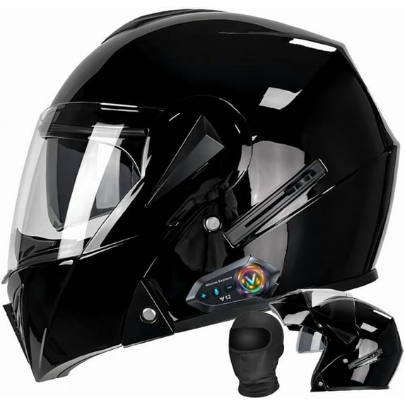 Bluetooth Motorcycle Modular Full Face Helmet DOT Approved - Flip Up ...
