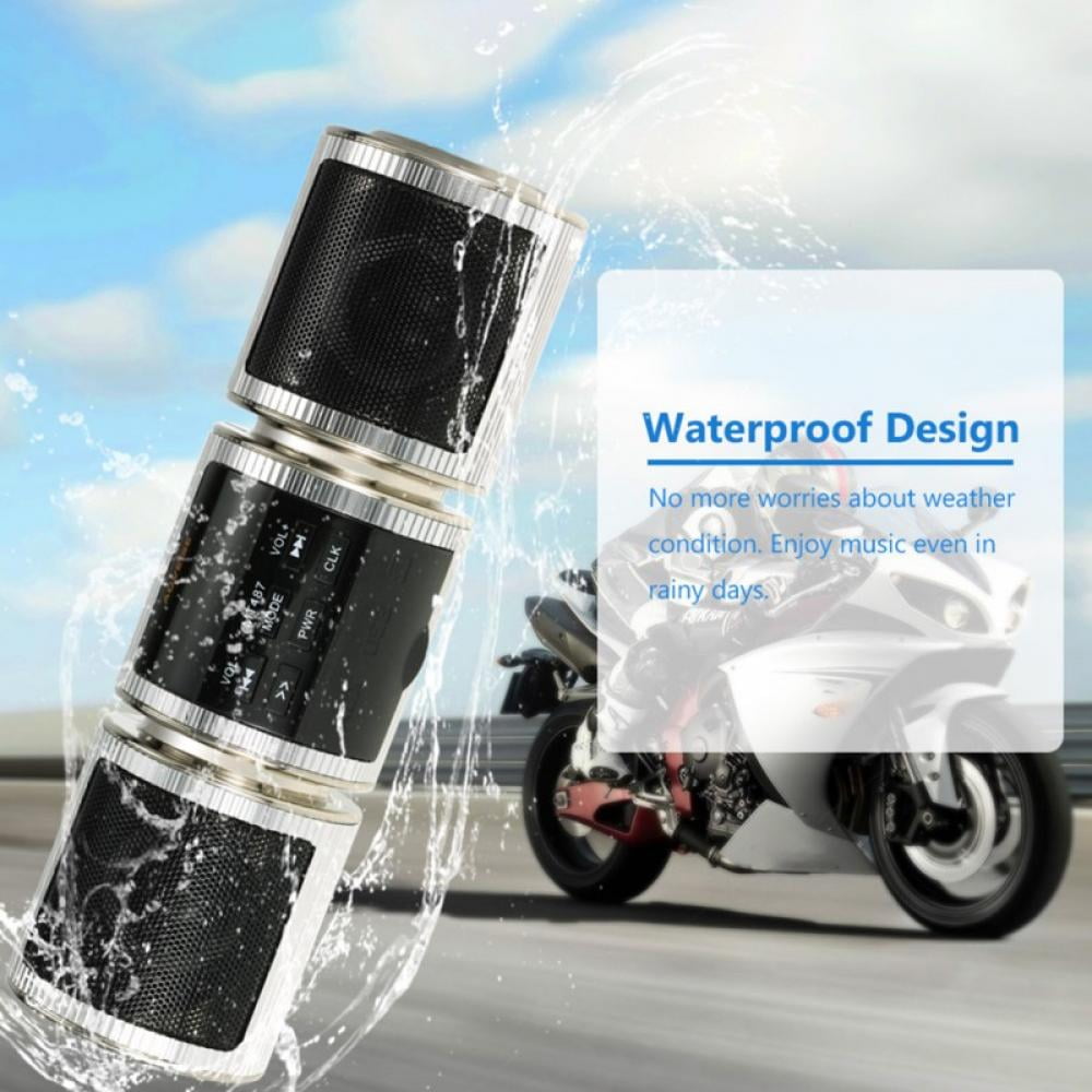 Bluetooth Motorcycle Stereo Speaker High Power Handlebar Mount MP3 ...