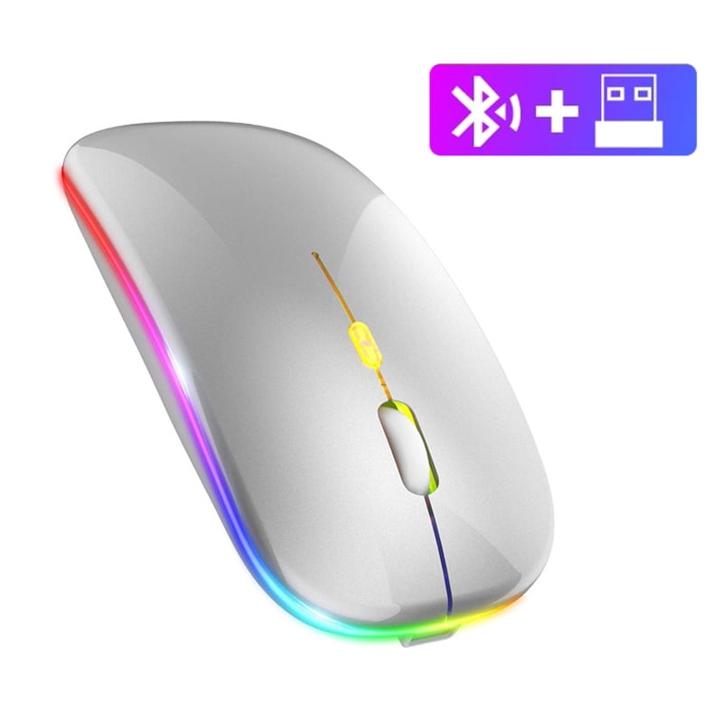 Bluetooth Mouse 2.4GHz Wireless Mouse Mice Rechargeable Mouse Silent Mouse LED Backlit USB ...
