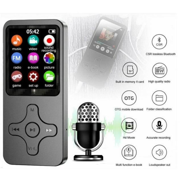 Bluetooth Mp3 Player with Speaker,64GB Portable HiFi Sound Student ...
