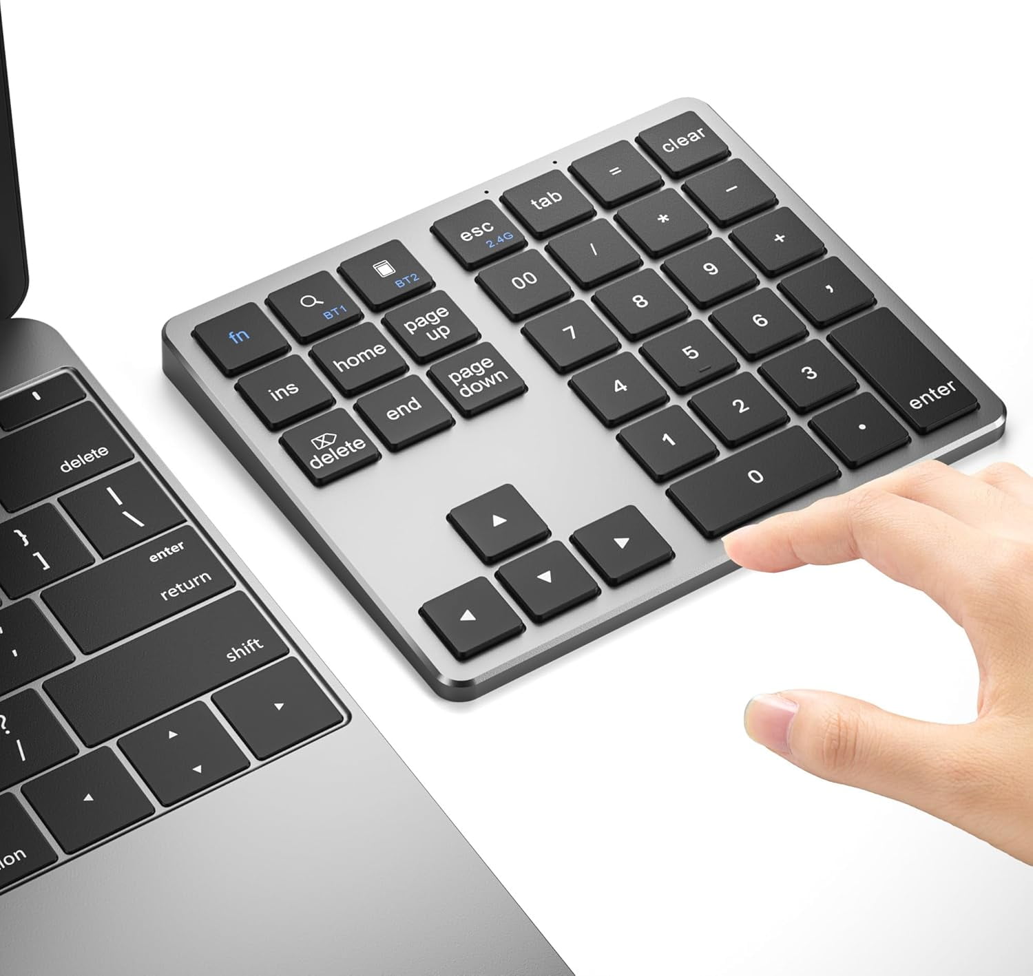 Bluetooth Number Pad, Aluminum Rechargeable Wireless Numeric Keypad ...