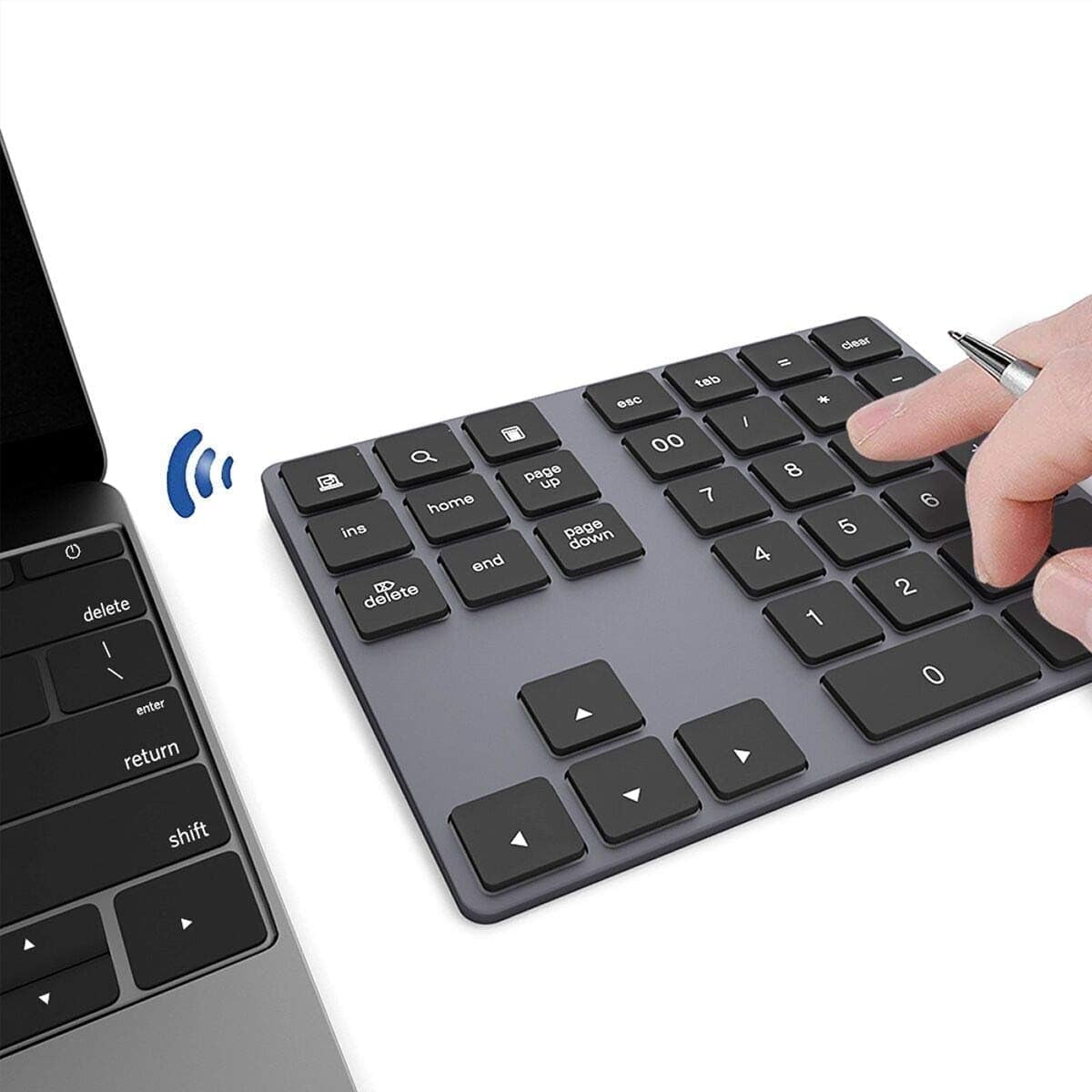 JOYEKY Bluetooth Number Pad, Wireless Numeric Keypad, USB-C Rechargeable 34-Keys Computer Numpad ...