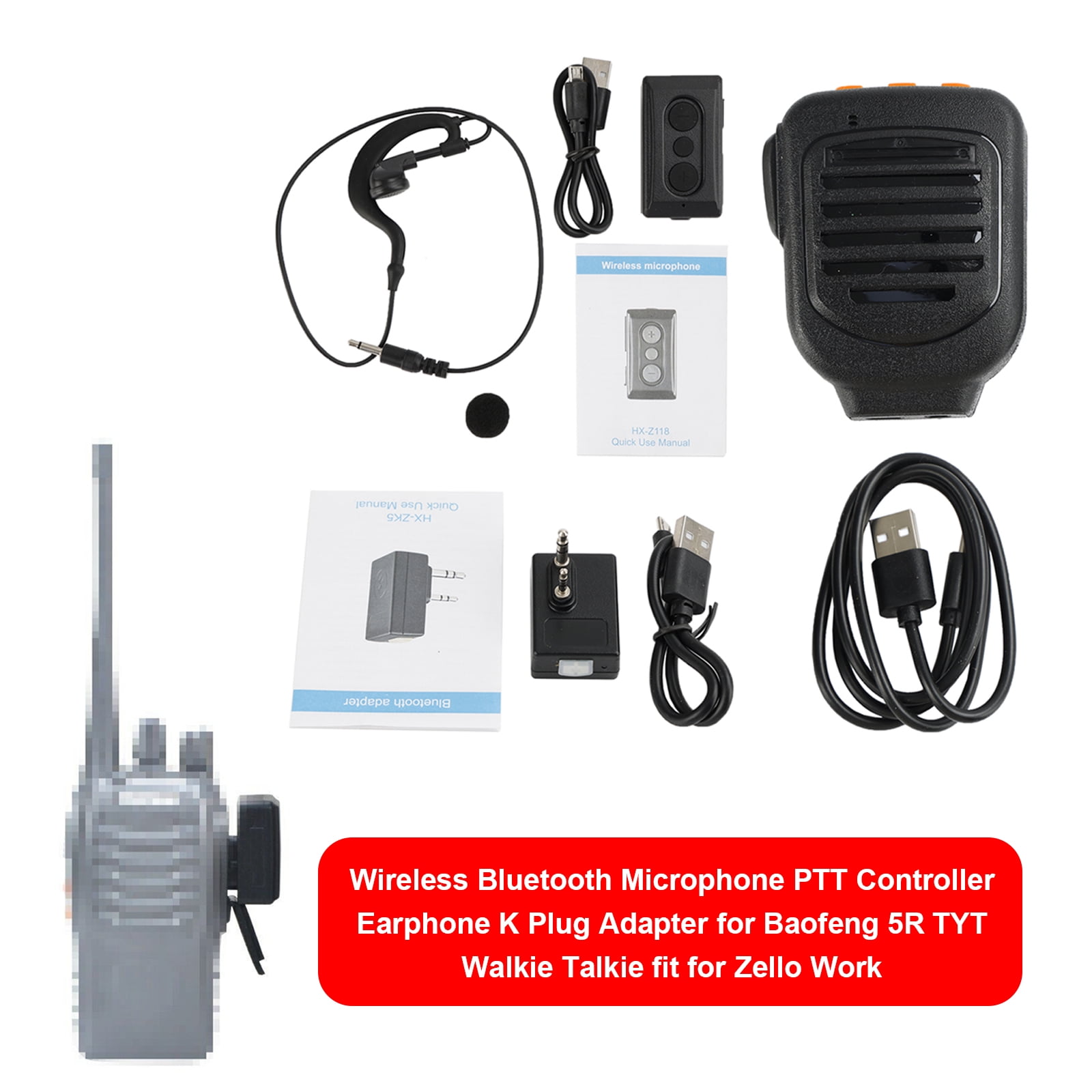 Bluetooth PTT Controller Earphone K Plug Adapter for Baofeng 5R TYT ...