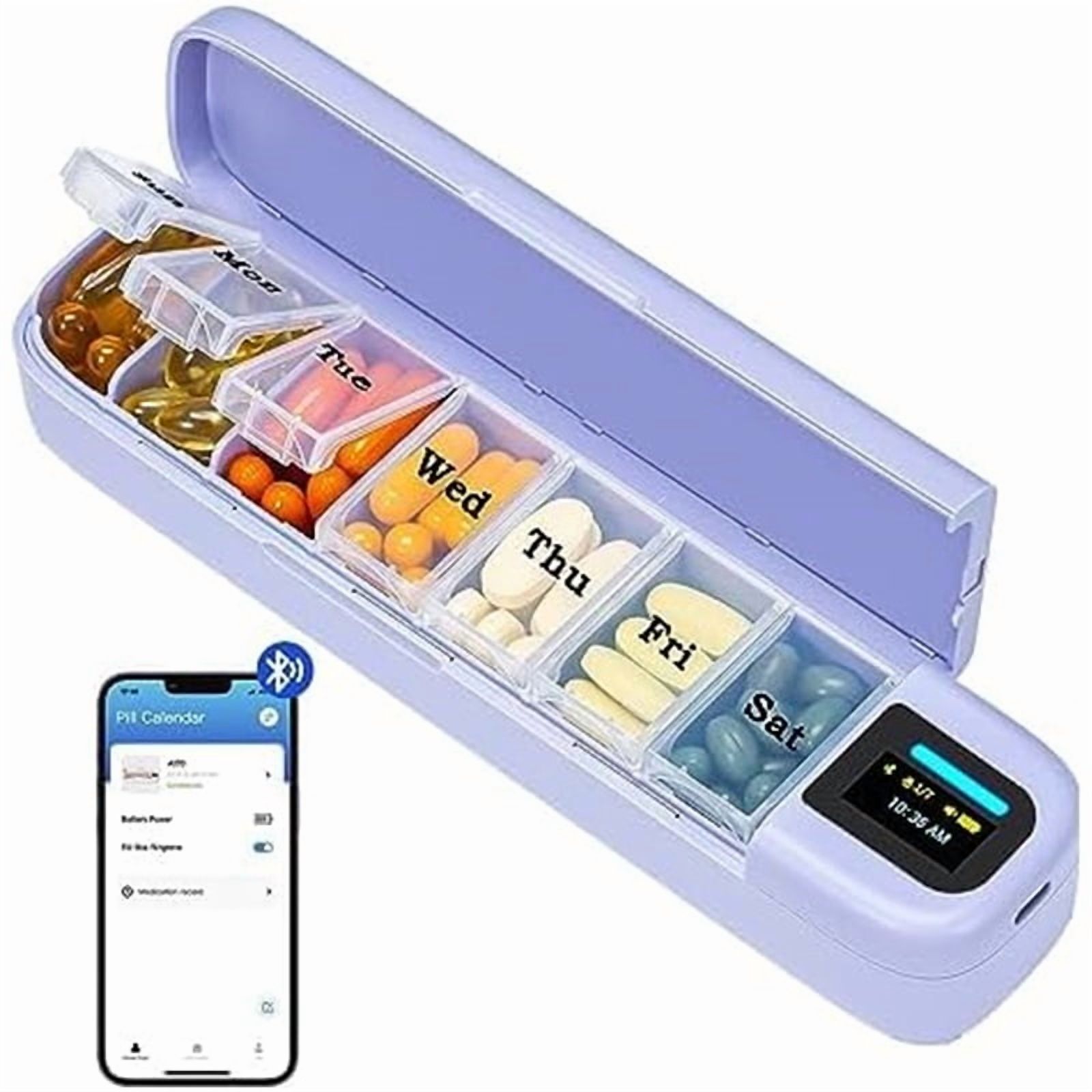 Bluetooth Pill Box 7 Day with APP, Weekly Travel Pill Case, Portable ...
