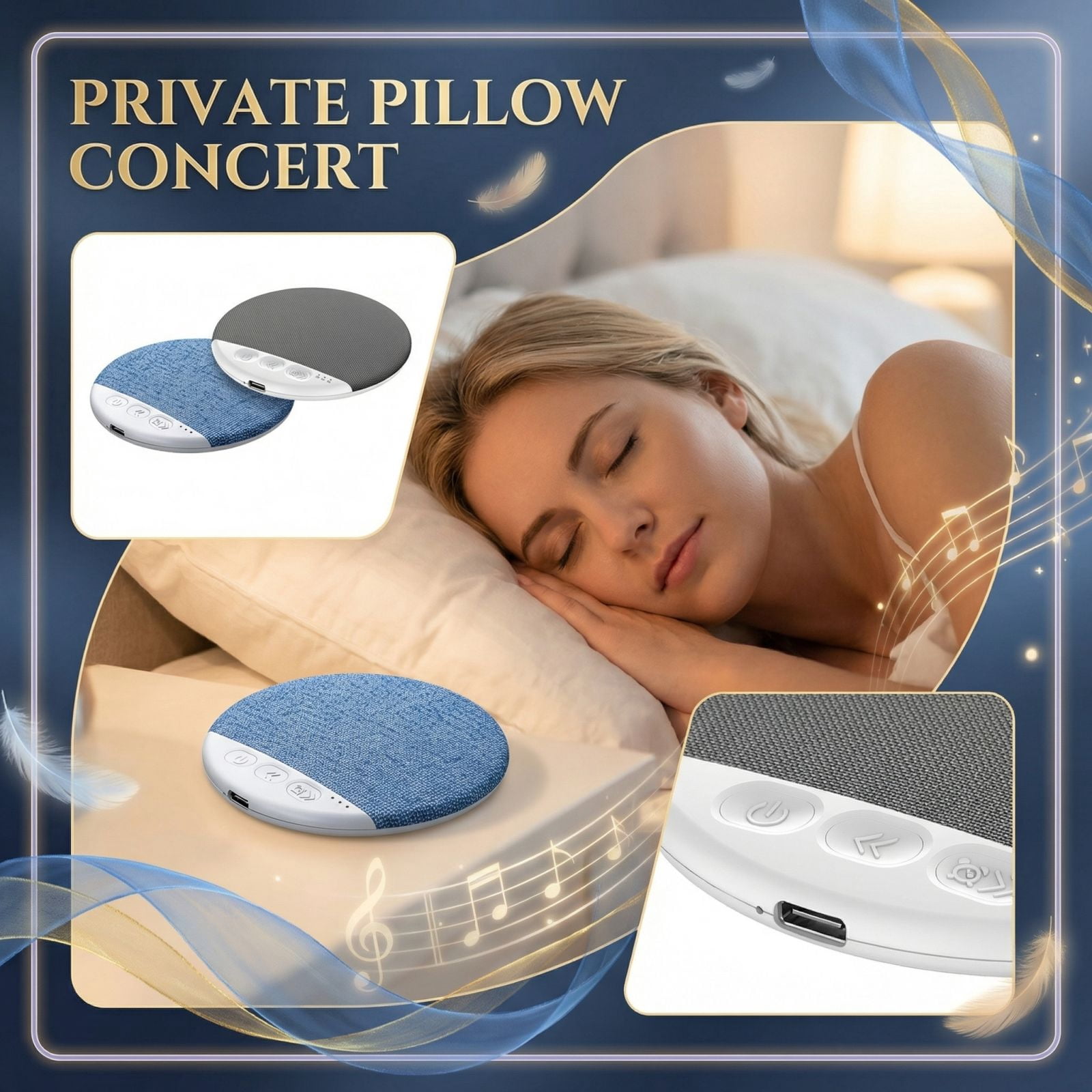 Bluetooth Pillow Speaker for Sleeping,Under Pillow Speaker,Sleep ...