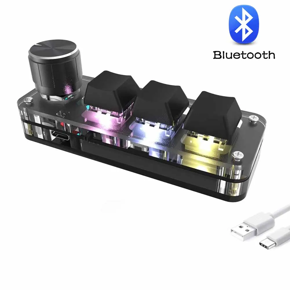 Bluetooth Programming Macro Custom 1 Knob Keyboard RGB 3 Key Copy Paste ...