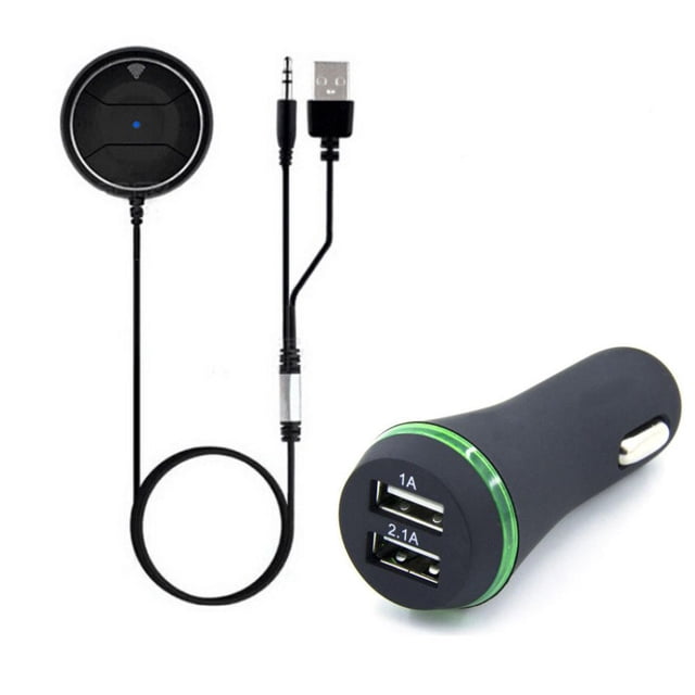 Bluetooth Receiver Car Kit with 2-Port USB Car Charger, and Built-In ...