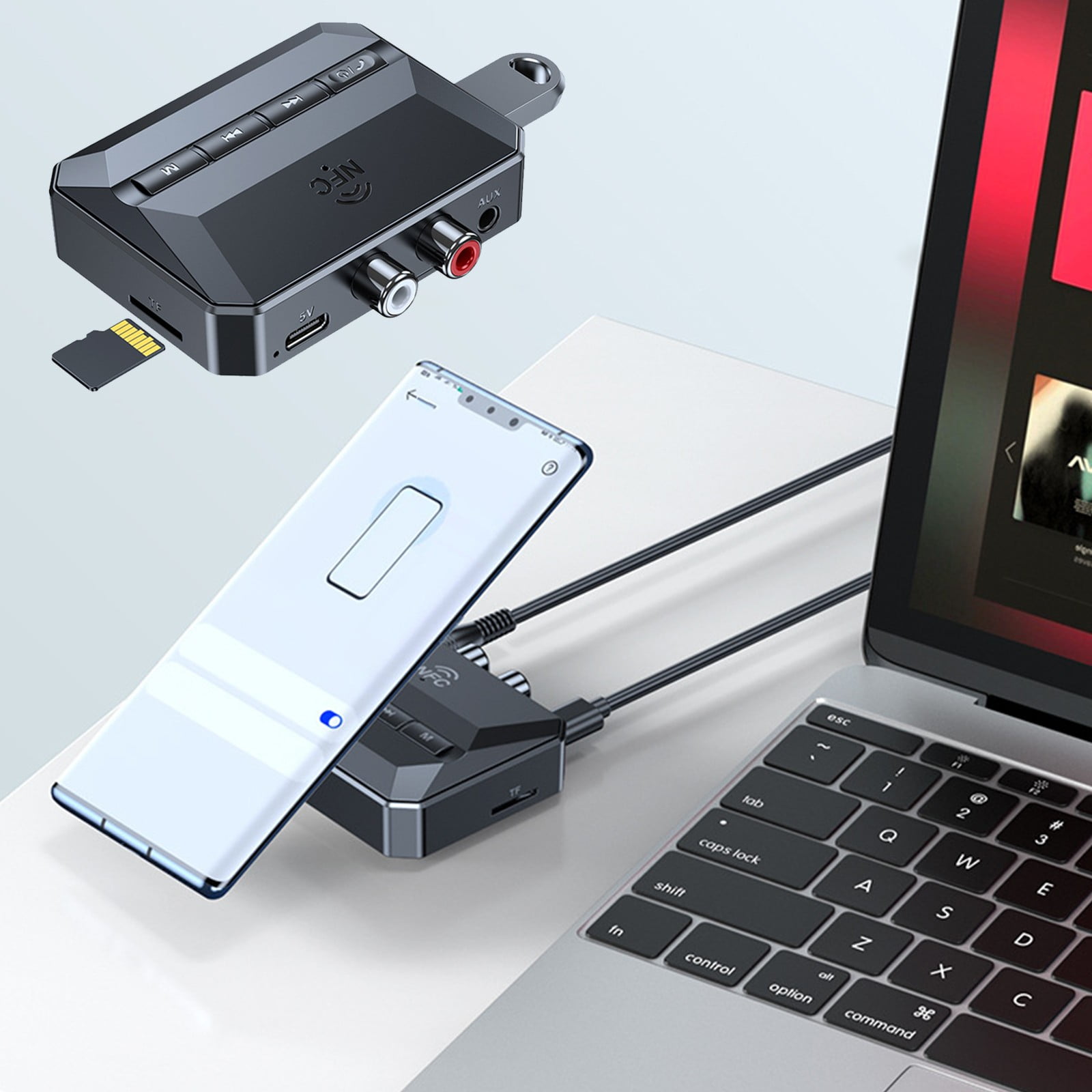 Bluetooth Receiver Nfc Connect Wireless 5.3 Audio Receiver Aux/rca Two ...