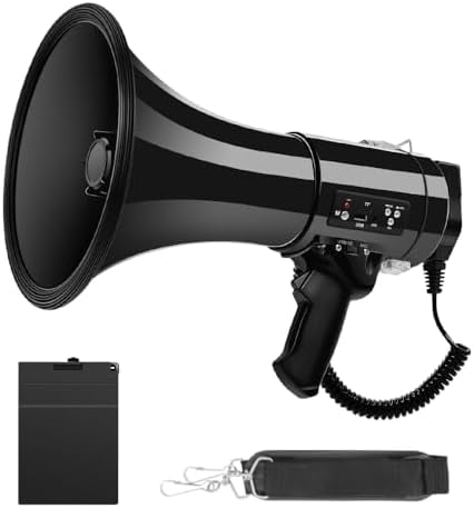 Bluetooth Rechargeable Megaphone - 50W Powerful Bullhorn w/USB Port ...