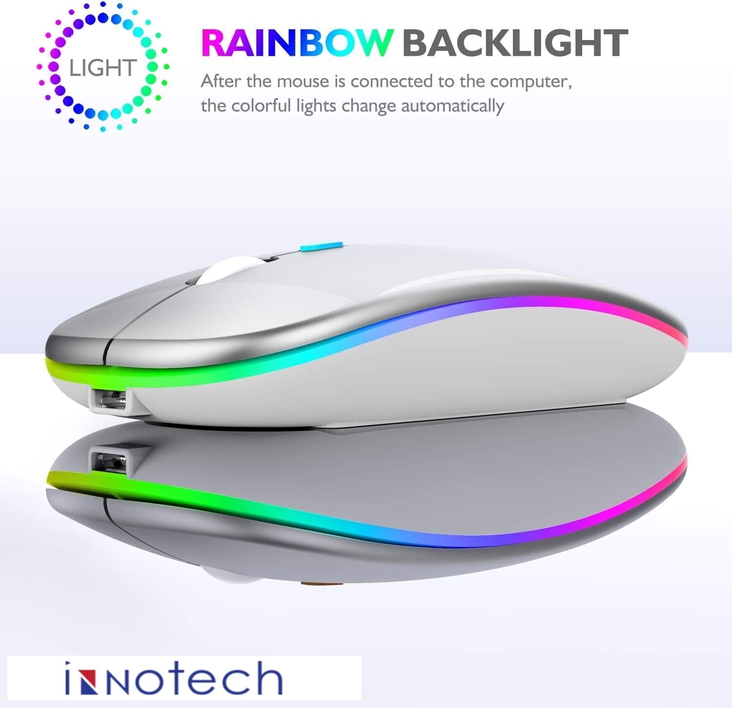 Innotech Bluetooth Rechargeable Wireless Mouse for MacBook, HP, Dell ...