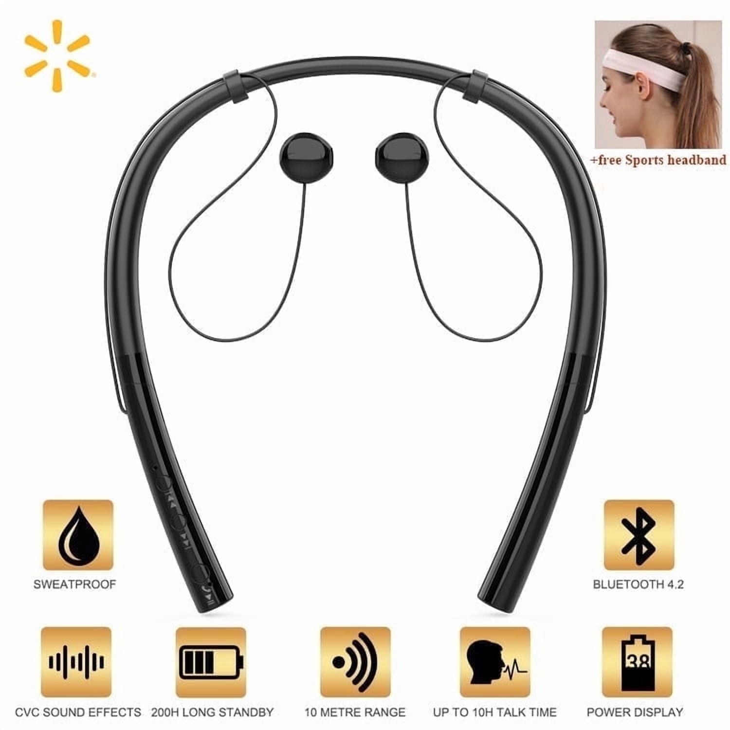 Bluetooth Running Headphones Wireless Neckband Headset Sport Earphones ...