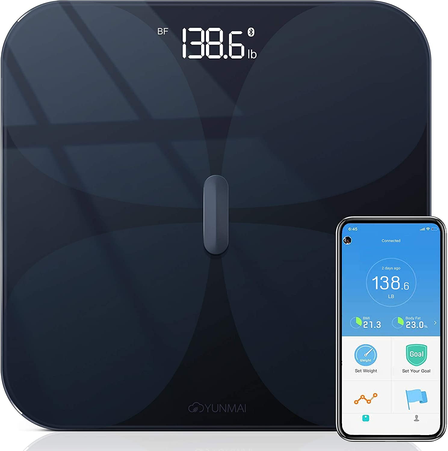 Bluetooth Scale for Weight and Body Fat - Glass Top Accurate Body ...