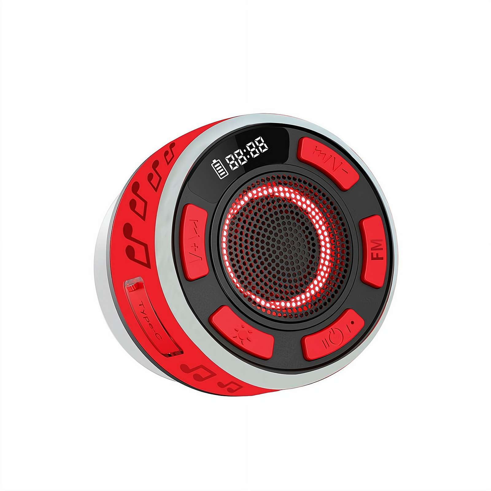 Bluetooth Shower Speaker with RGB Light and Time Display, Suction Cup ...