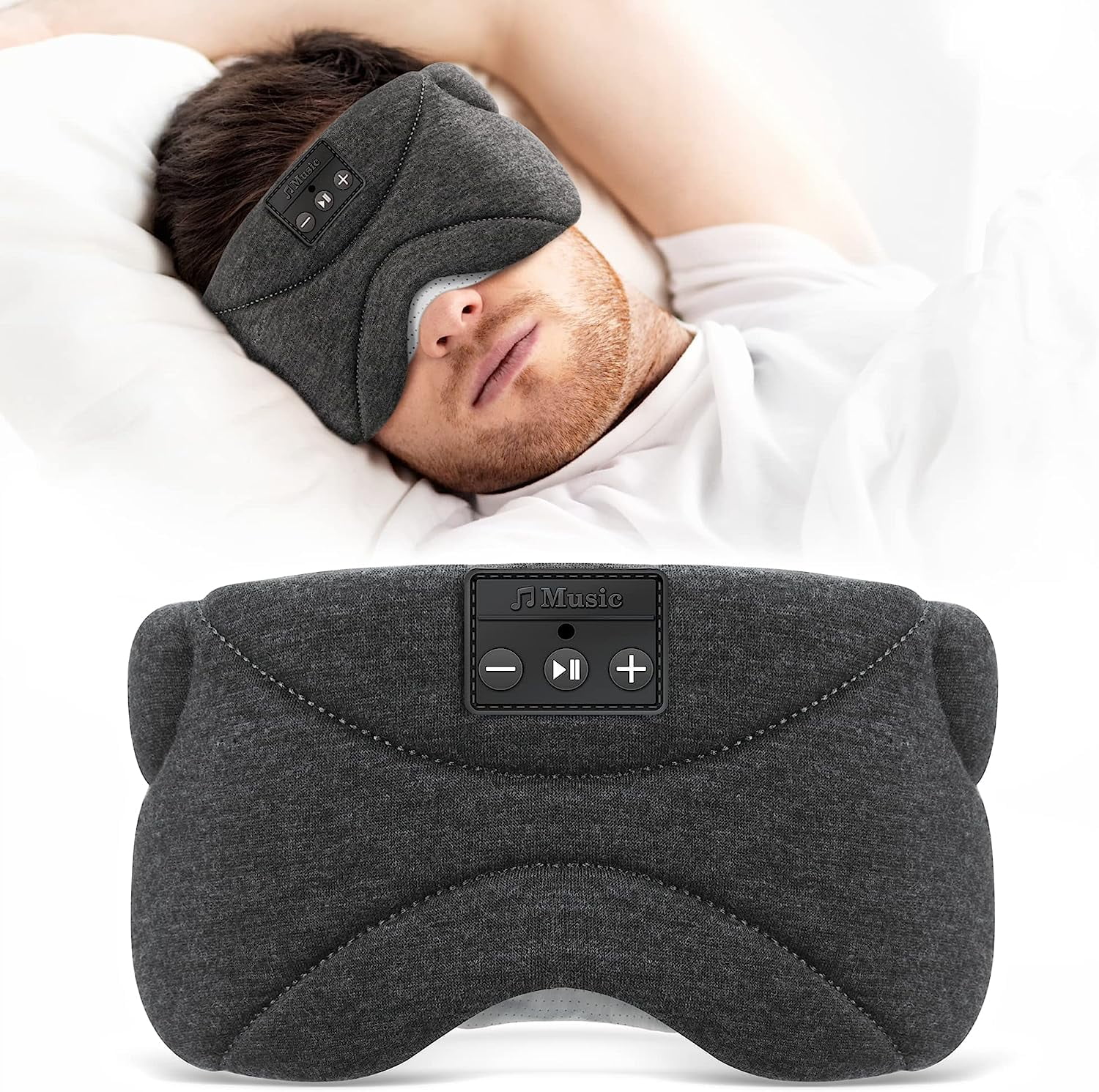 Bluetooth Sleep Mask with White Noise Blackout Light Ice-Feeling Extra ...