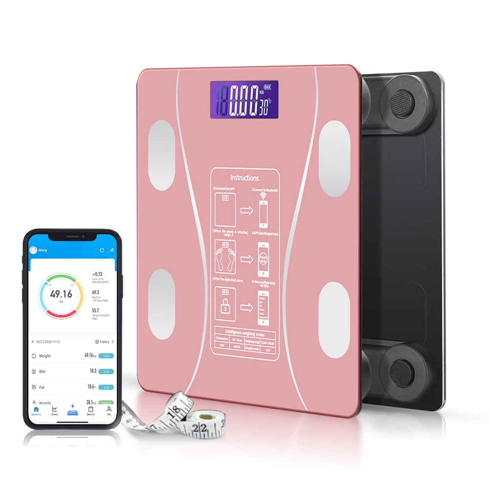 Bluetooth Smart Bathroom Scales for Body Weight Digital Body Fat Scale,Auto Monitor Body Weight ...