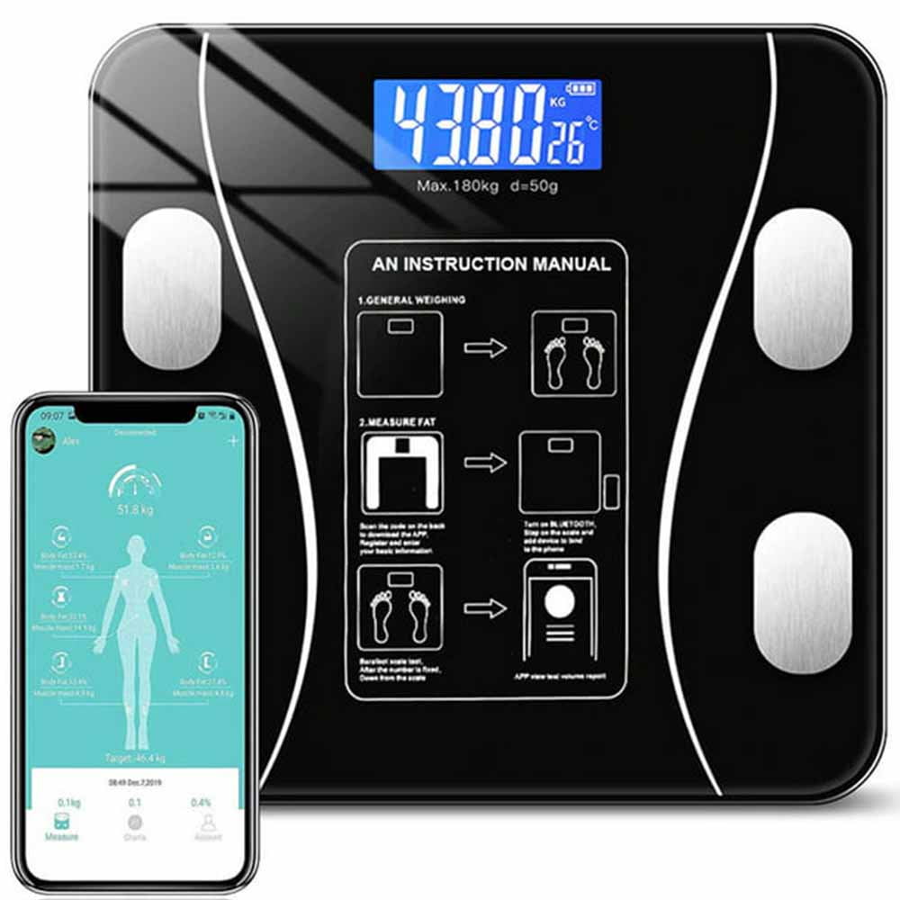 Bluetooth Smart Scale, Digital Weight & Body Fat BMI Scale with Muscle Mass Weighing, Health ...