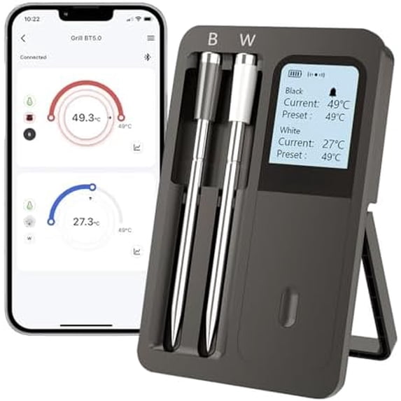 Bluetooth Smart Meat Thermometer – Wireless Digital Meat Thermometer ...