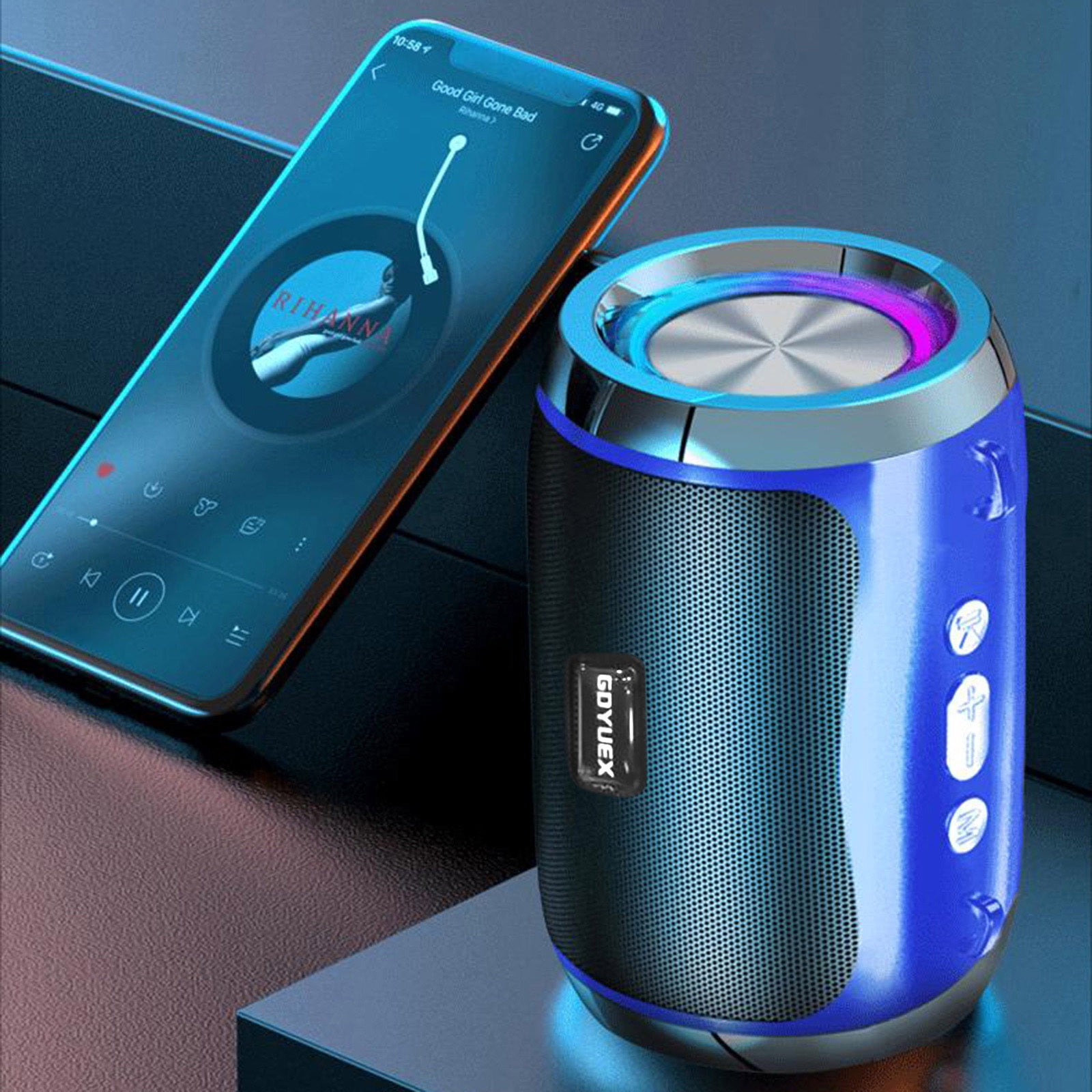 Bluetooth Speaker with Colored Light, Portable Wireless Bluetooth 5.0 ...