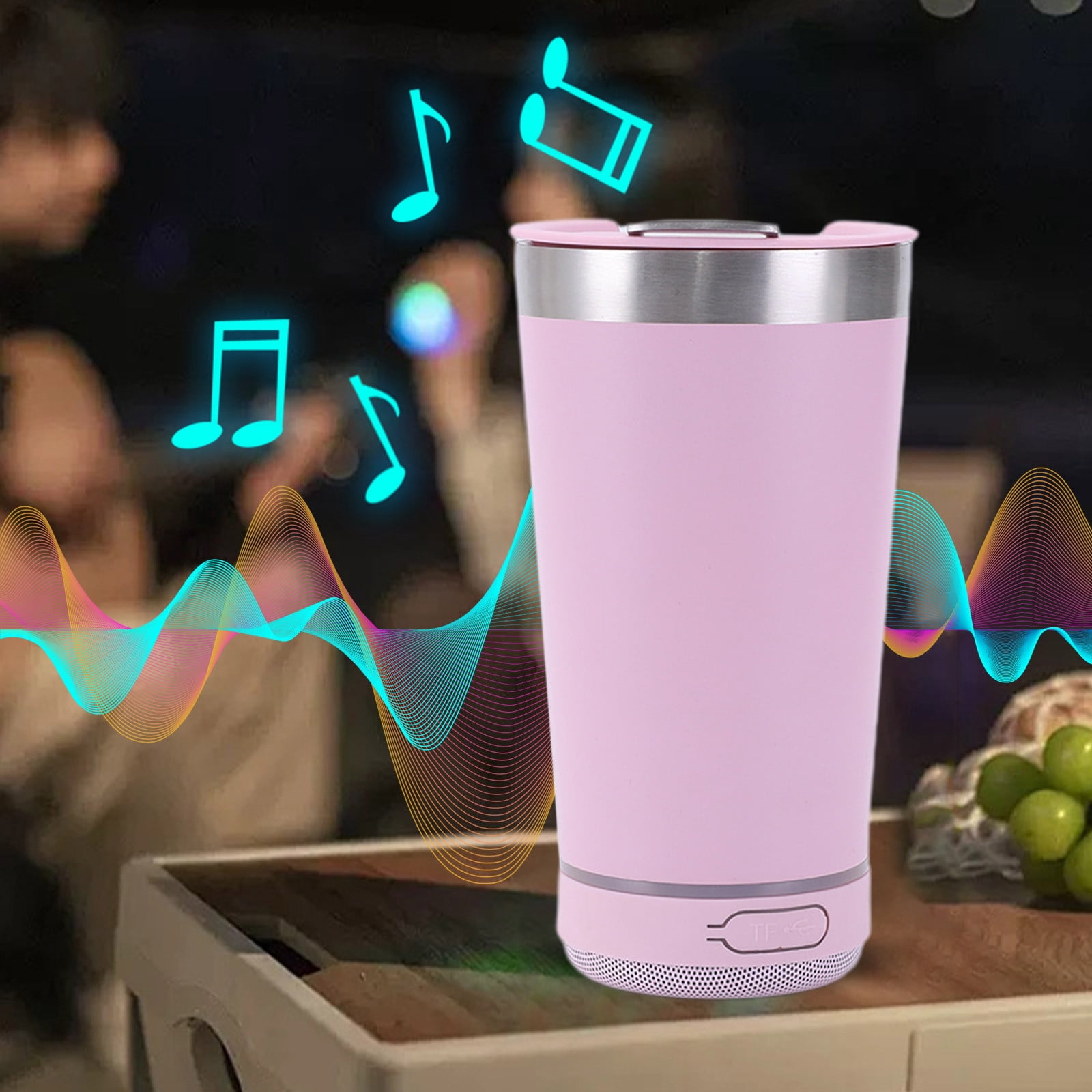 Bluetooth Speaker Cup, 16oz Stainless Steel Cup with Speakers for Beer ...