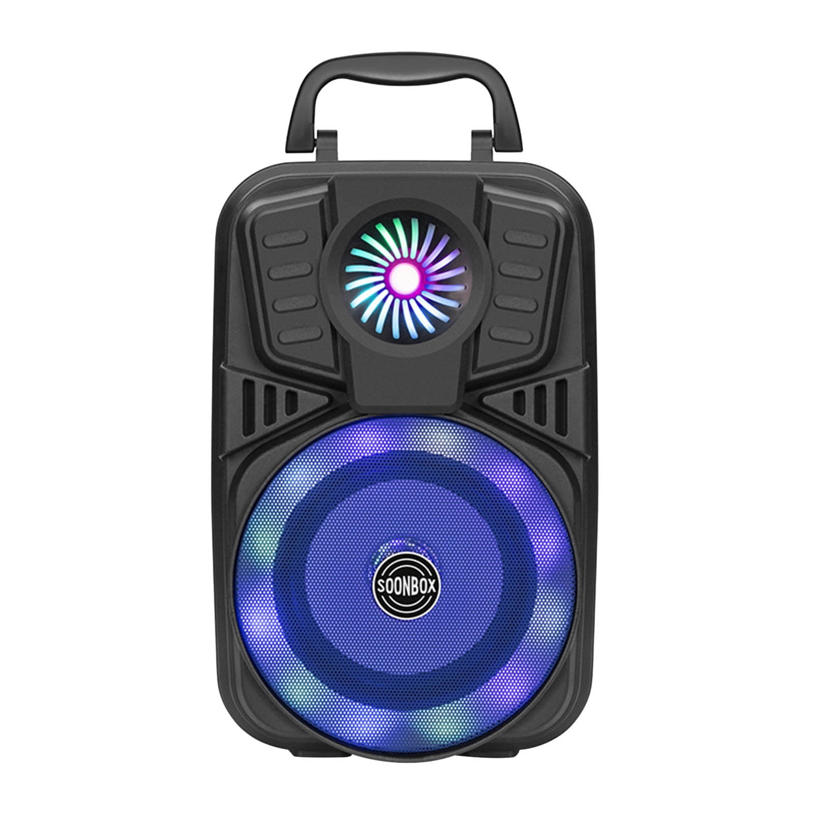 Bluetooth Speaker with Handle, Bluetooth 5.0, USB Card Insertion, Cool Color Lights, Square ...