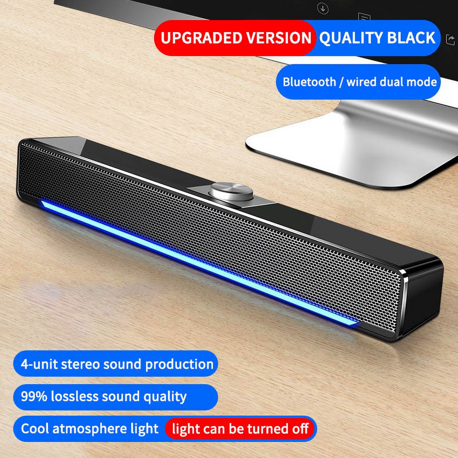 Bluetooth Speaker LED Sound Bar Computer Speakers AUX Wired Wireless ...