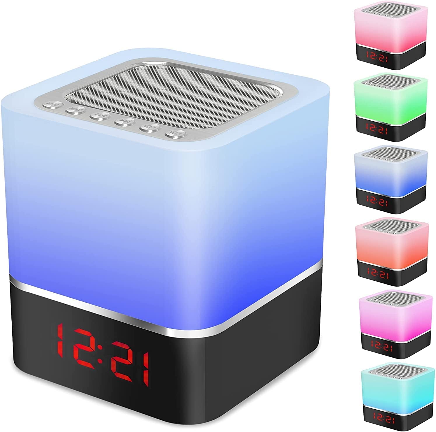 Bluetooth Speaker with Light Bedside Lamp Touch Dimmable Alarm Clock ...