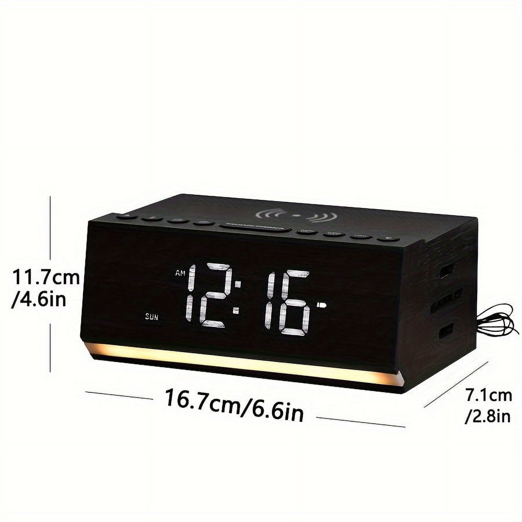 Bluetooth Speaker Wooden Radio Alarm Clock - Dimmable Display for at-a ...