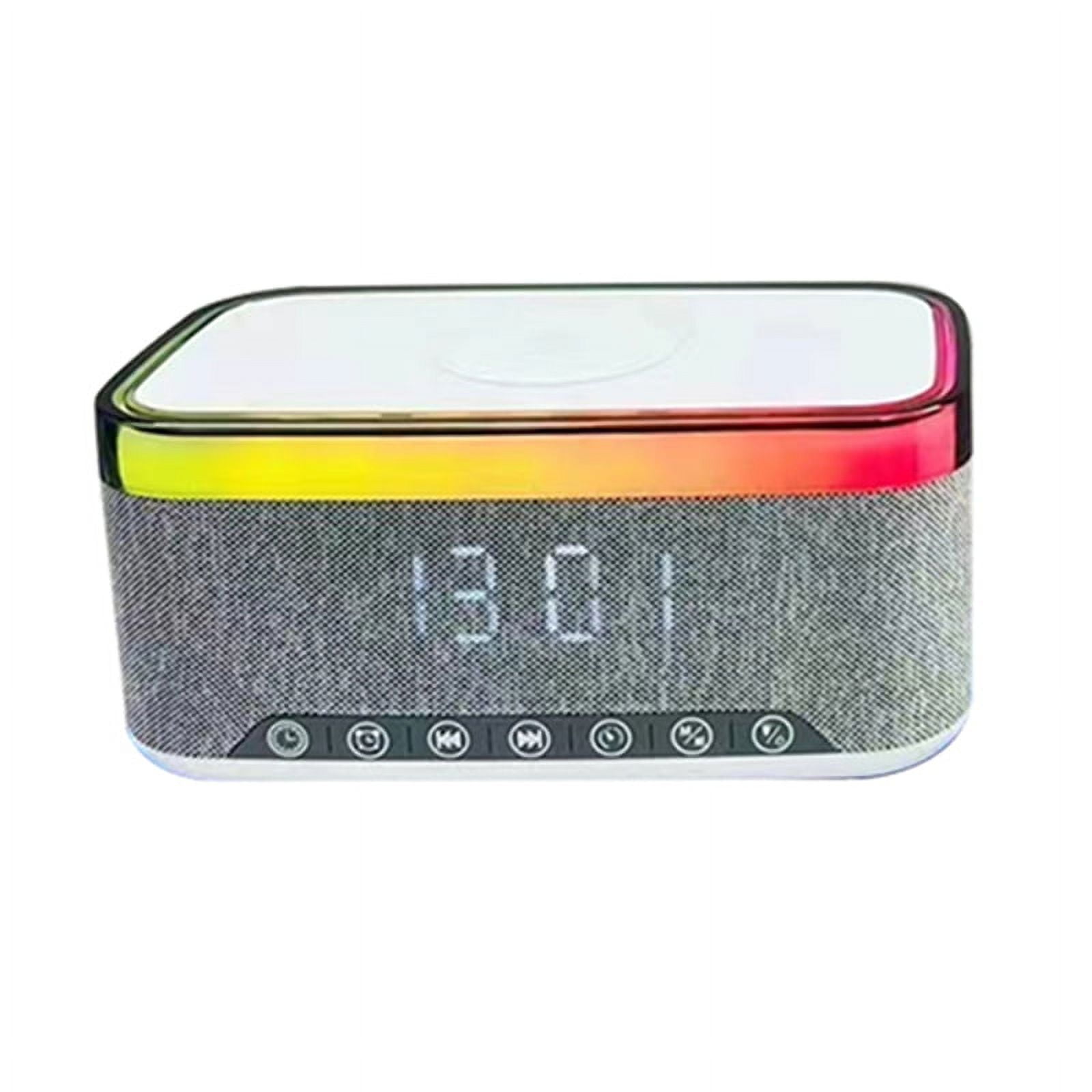 Bluetooth Speaker with Wireless Charging LED Ambient Light and Alarm ...