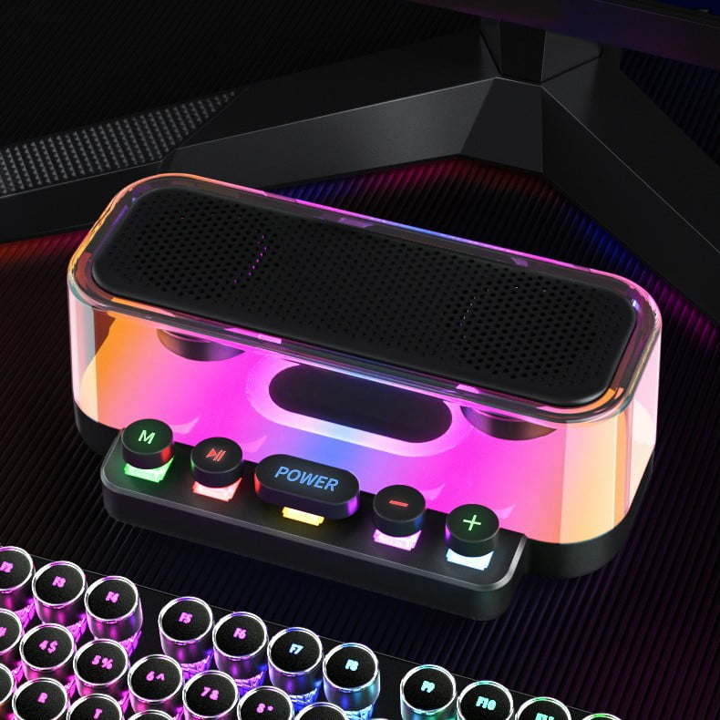 Bluetooth Speakers, Stereo Sound Speaker with RGB Light and Mechanical ...