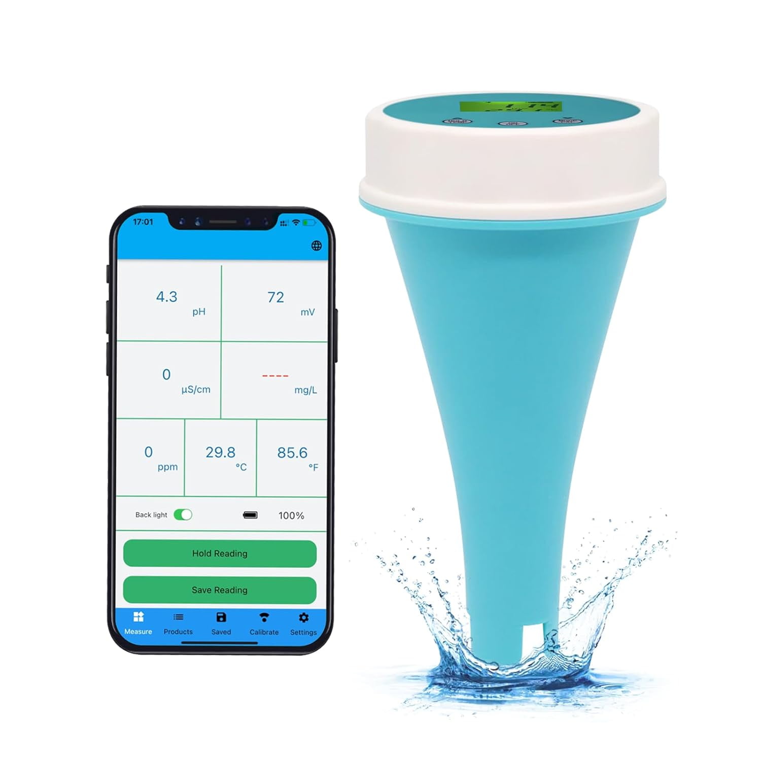 Bluetooth Swimming Pool Water Tester 6-in-1 EC/Salinity/pH/ORP ...