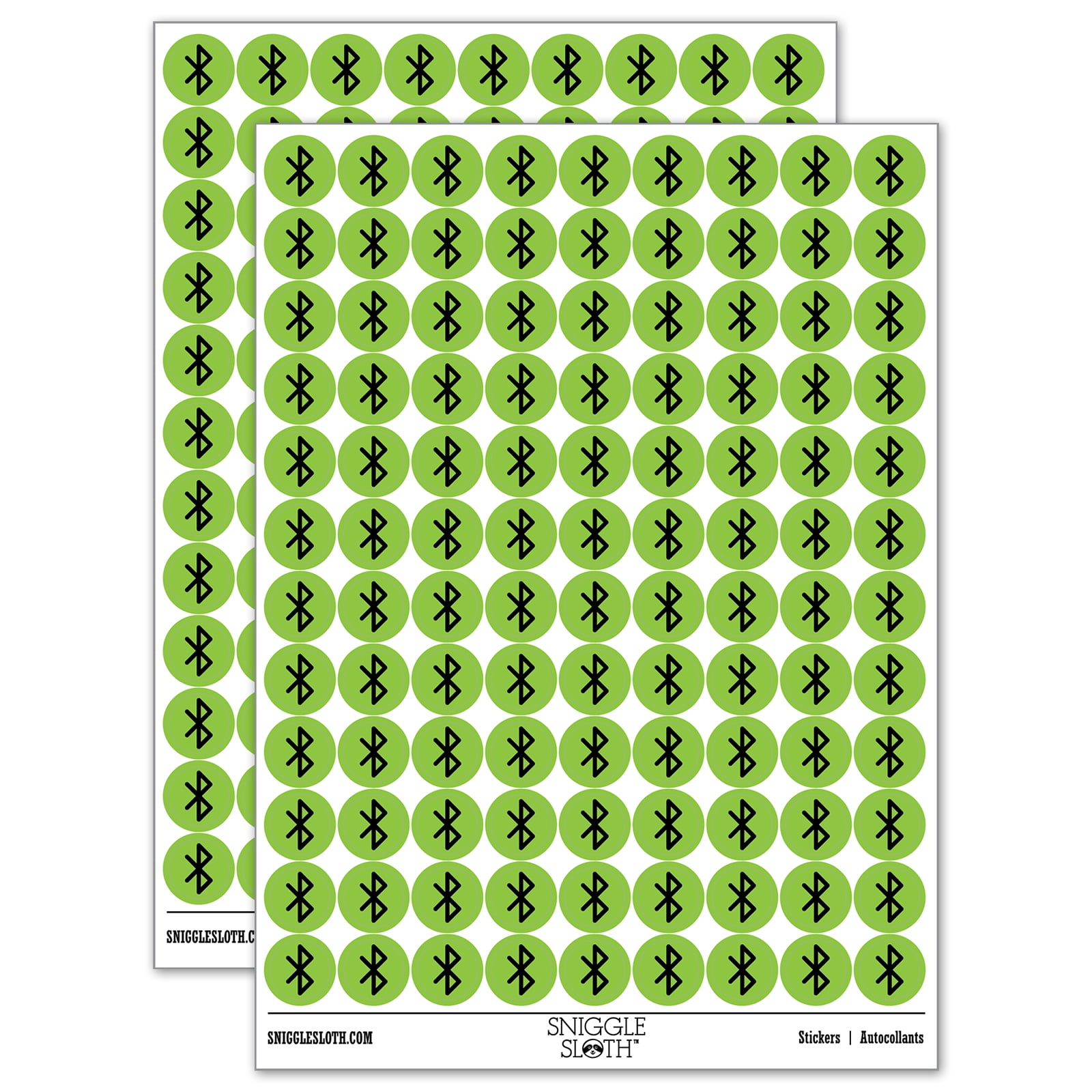 Bluetooth Symbol 200+ Round Stickers - Light Green - Gloss Finish - 0. ...