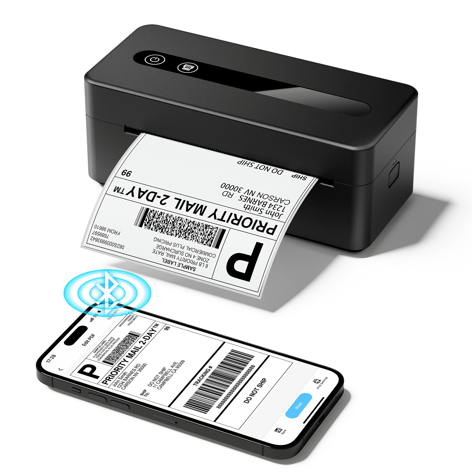 Bluetooth Thermal Label Printer, 4X6 Wireless lightweight Shipping ...