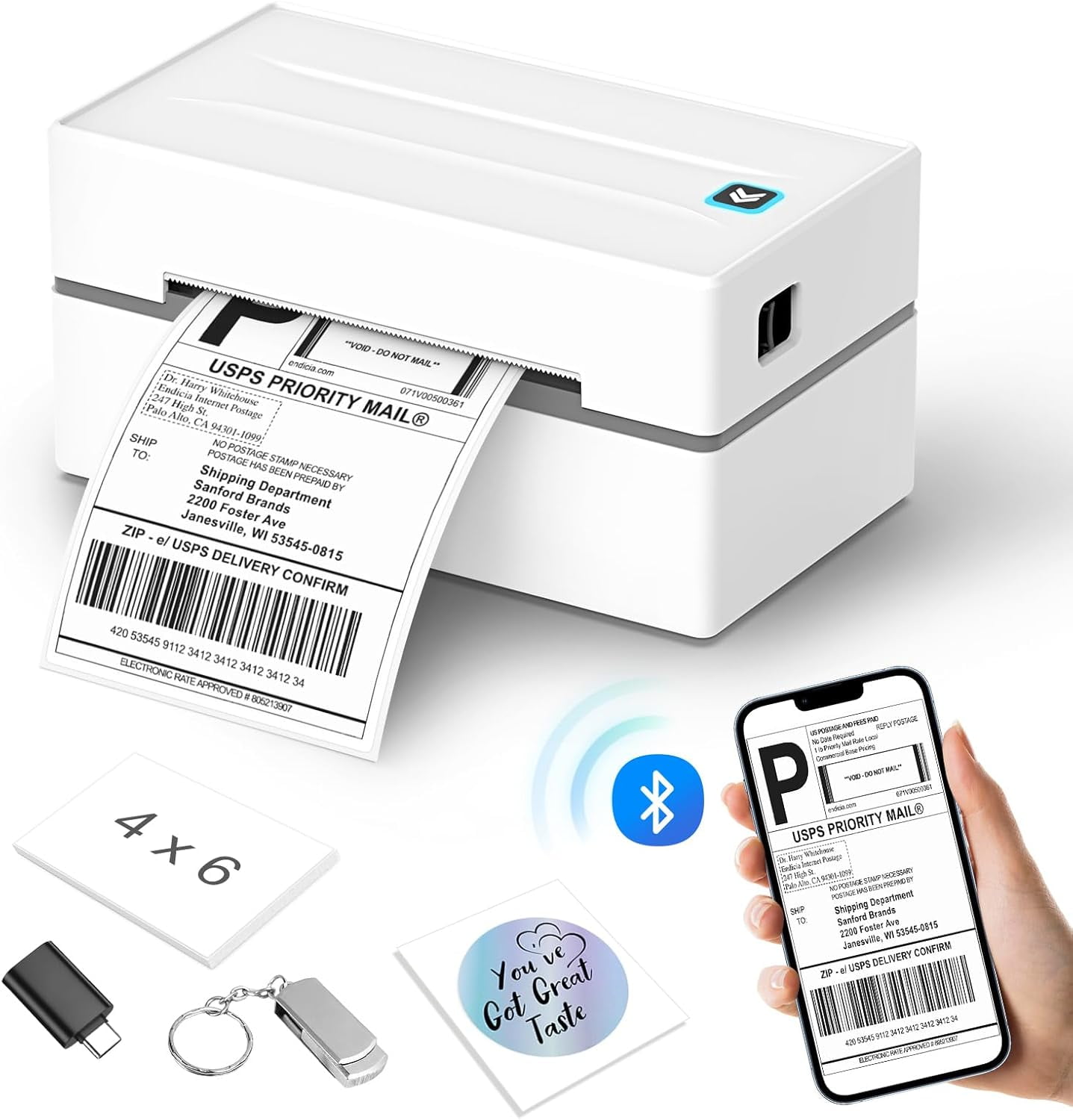 Bluetooth Thermal Label Printer, Wireless 4x6 Shipping Label Printers ...