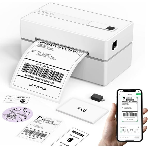 Bluetooth Thermal Shipping Label Printer, 4x6 Portable Address Printer ...