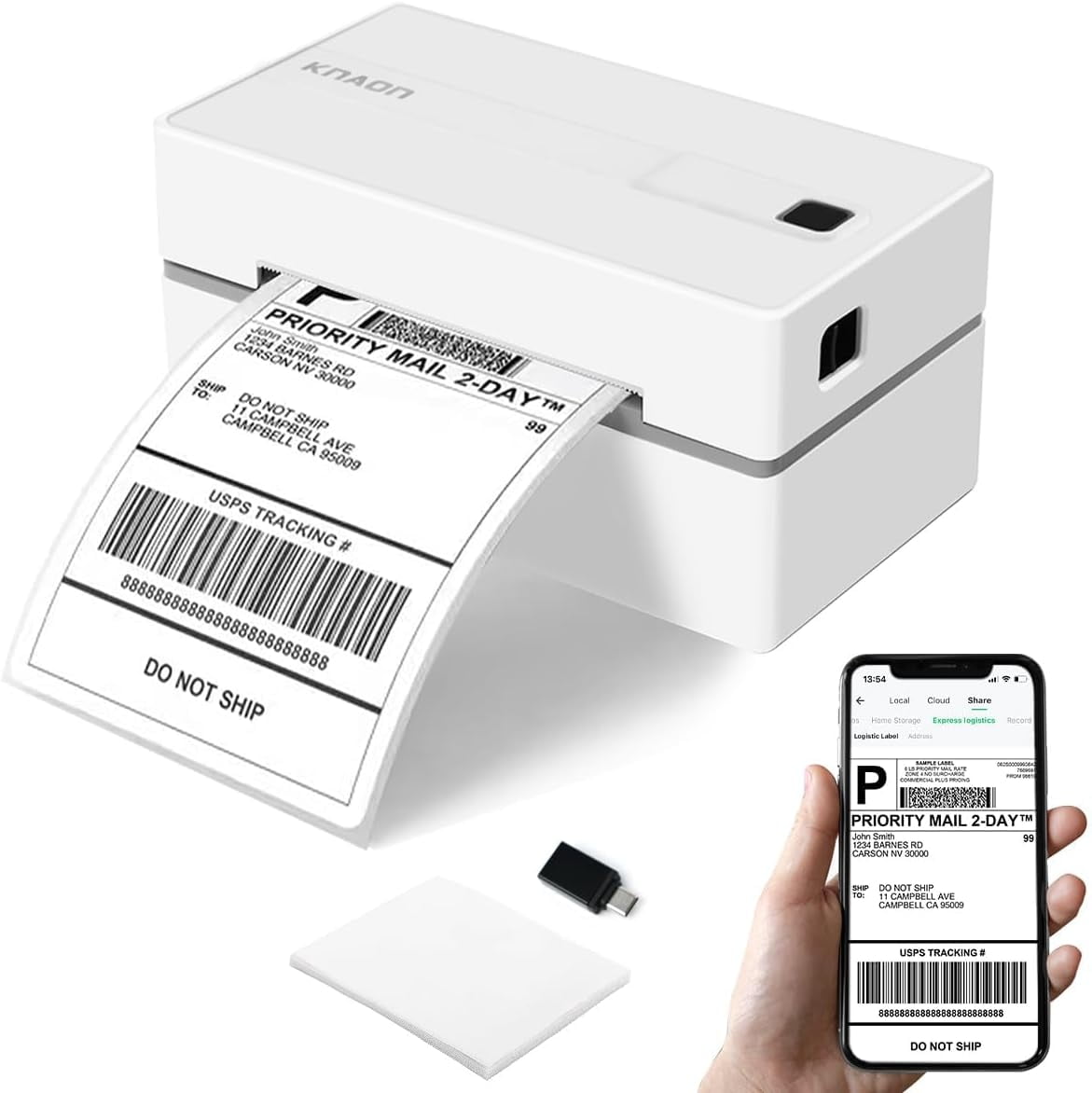 Bluetooth Thermal Shipping Label Printer, 4x6 Portable Thermal Address ...