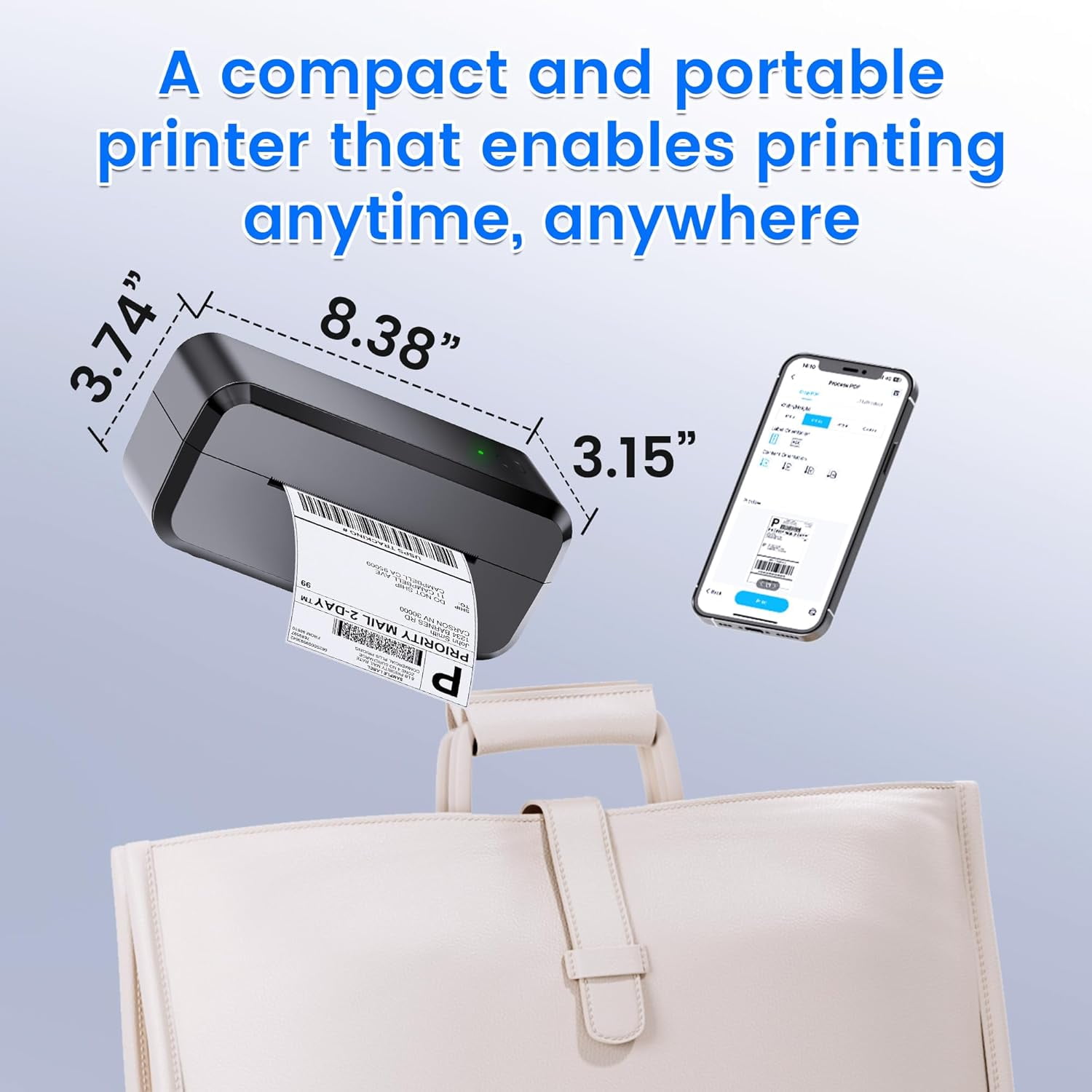 Bluetooth Thermal Shipping Label Printer, Wireless 4x6 Label Printer ...