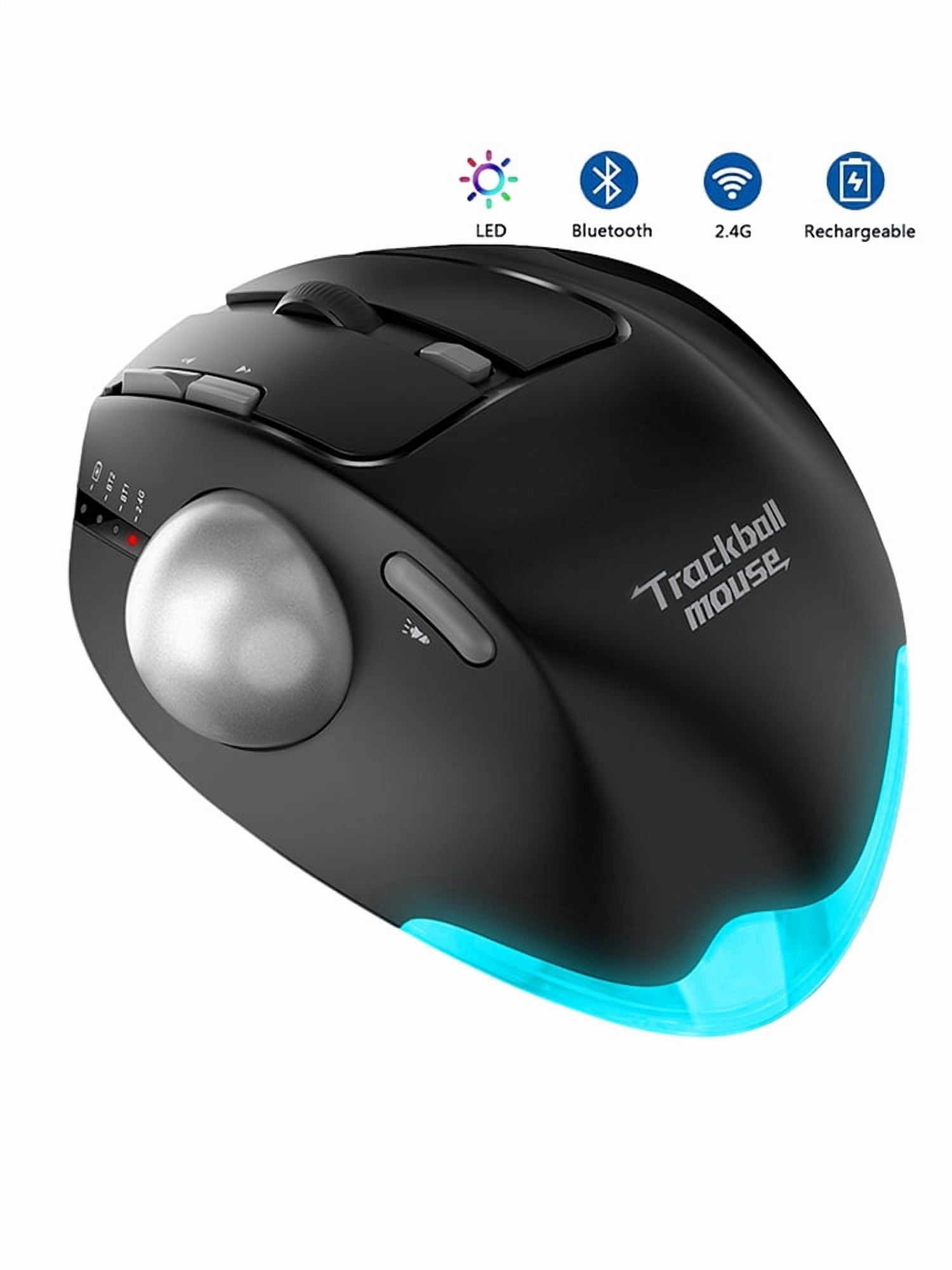 Bluetooth Trackball Mouse Ergonomic Rollerball 2.4G Wireless Mouse ...